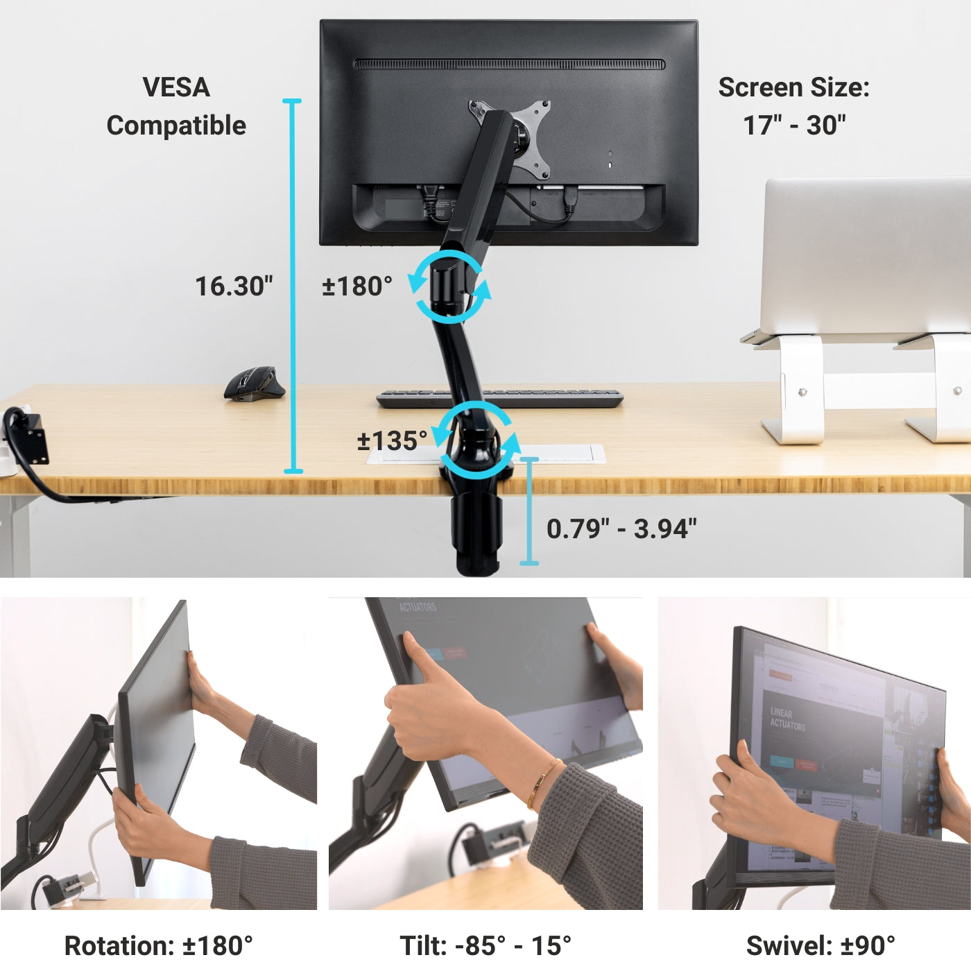 Single Gas Spring Arm Monitor Stand For Standing Desks – Progressive ...