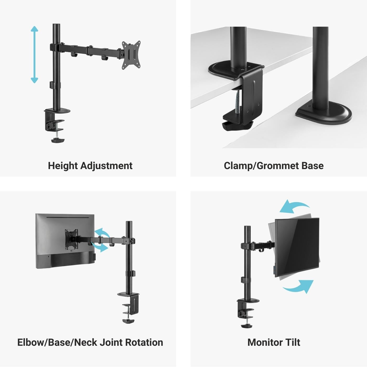 Single Arm Monitor Stand For Standing Desks DM-04-1 – Progressive Desk ...