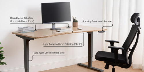 Bamboo Adjustable Standing Desk 60”x30” - Solo Ryzer by Progressive ...